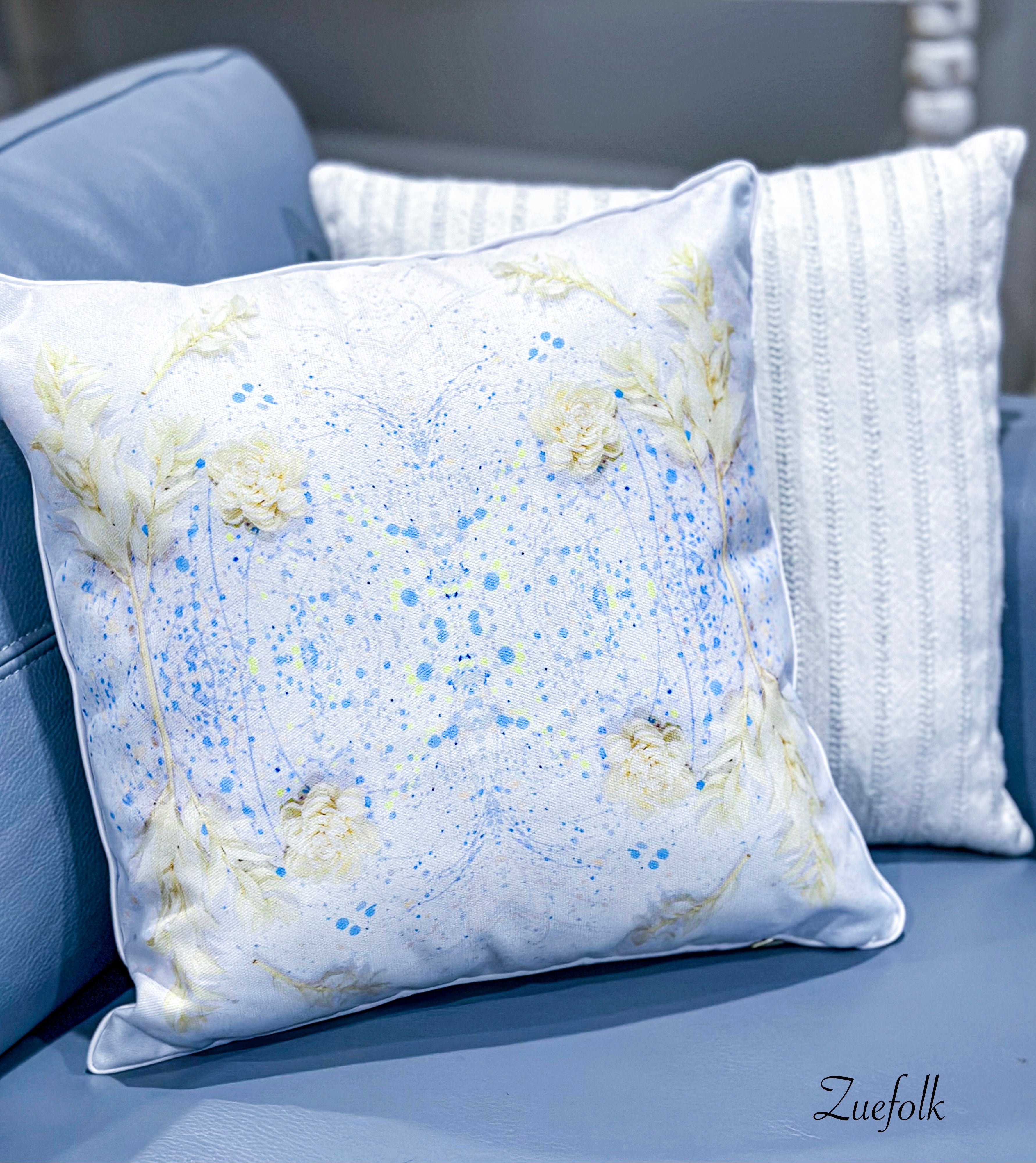 Evon Blue Cushion and Crockery Collection – Zuefolk